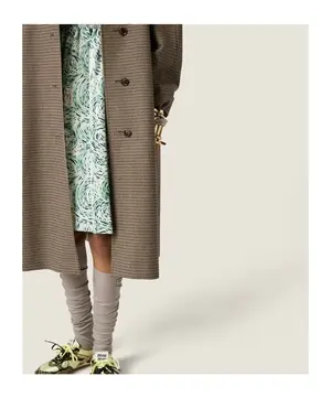Miu Miu Reversible Single-breasted Twill And Houndstooth Check Trench Coat
