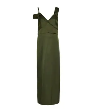 TOTEME V-neck Satin Midi Slip Dress - Green