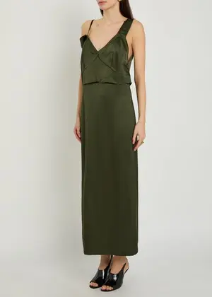 TOTEME V-neck Satin Midi Slip Dress