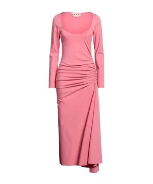 Marni Crewneck Long Sleeve Gathered Midi Dress