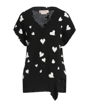 Marni Two-tone Heart Print V-neck Knit Top