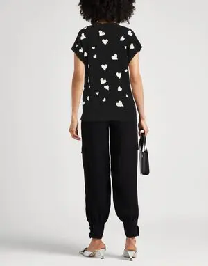 Marni Two-tone Heart Print V-neck Knit Top