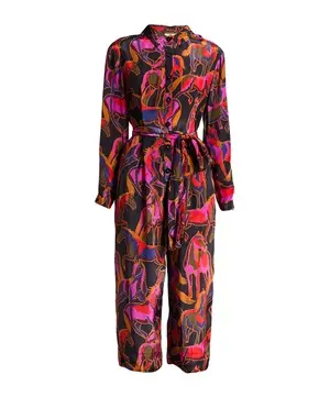 Farm Rio Printed Long Sleeve Belted Jumpsuit - Multicolor