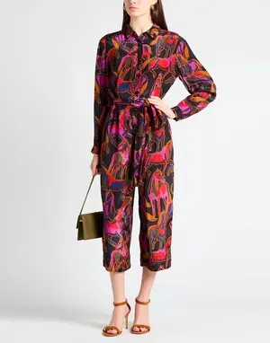 Farm Rio Printed Long Sleeve Belted Jumpsuit
