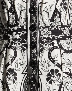 Farm Rio Long-sleeved Printed Midi Dress