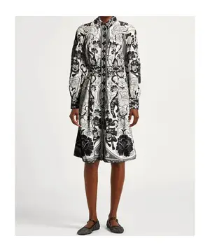 Farm Rio Long-sleeved Printed Midi Dress
