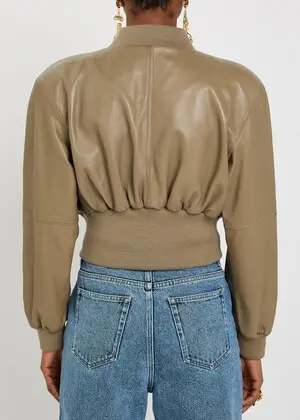 Chloé Sculpted Leather Cropped Bomber Jacket