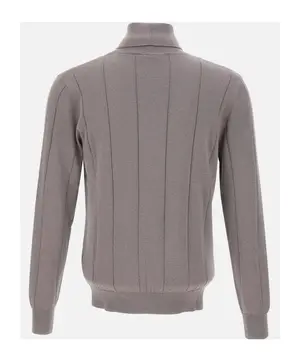 Eleventy Ribbed Turtleneck Knitwear With High Collar And Long Sleeves - Gray
