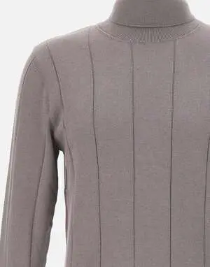 Eleventy Ribbed Turtleneck Knitwear With High Collar And Long Sleeves - Gray