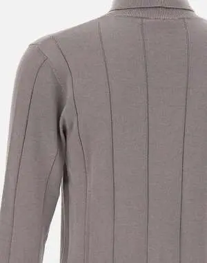 Eleventy Ribbed Turtleneck Knitwear With High Collar And Long Sleeves - Gray