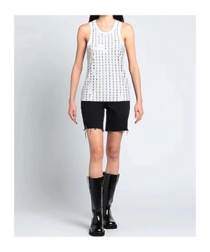 GANNI Sleeveless Crewneck Knit Top With Appliqués And Beads