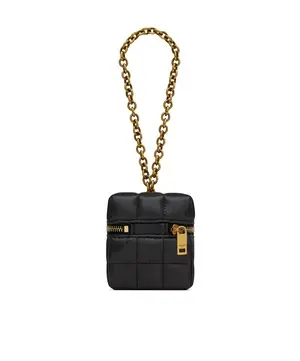 Saint Laurent Cassandre Matelassé Carré Mini Cube On Chain In Lambskin