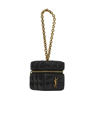 Saint Laurent Cassandre Matelassé Carré Mini Cube On Chain In Lambskin