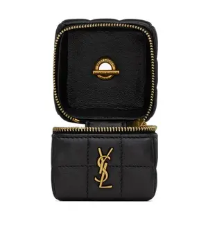 Saint Laurent Cassandre Matelassé Carré Mini Cube On Chain In Lambskin