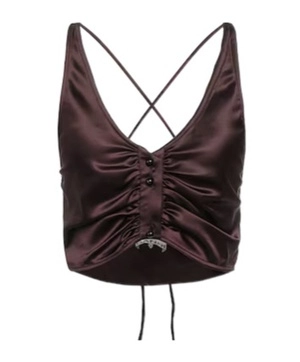 GANNI Satin Halterneck Cropped Top