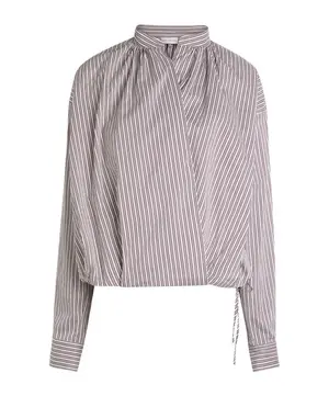 DRIES VAN NOTEN Cenver Striped Cotton-blend Wrap Blouse