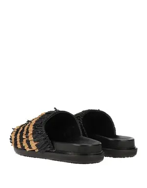 Marni Two-tone Fringed Slide Sandals - Black