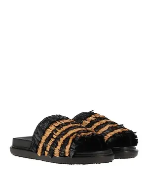 Marni Two-tone Fringed Slide Sandals - Black