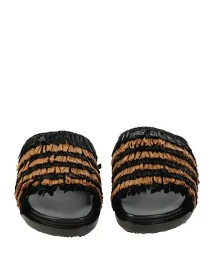 Marni Two-tone Fringed Slide Sandals - Black