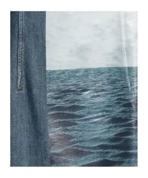 Sportmax Sleeveless Square Neck Denim Dress With Print