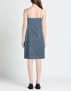Sportmax Sleeveless Square Neck Denim Dress With Print
