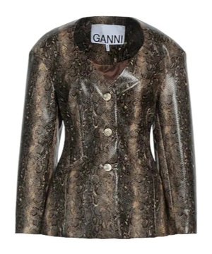 GANNI Single-breasted Snakeskin Print Blazer