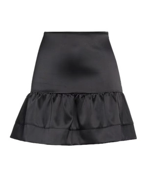 GANNI Solid-color Satin A-line Dress - Black