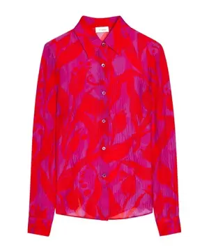 Dries Van Noten Cloudy Print Silk Shirt - Red