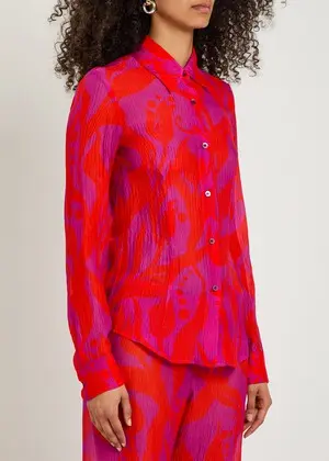 Dries Van Noten Cloudy Print Silk Shirt - Red