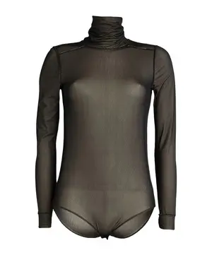 MAISON MARGIELA Solid Color Mesh Long-sleeve Turtleneck - Black