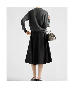 Prada Pleated Midi Skirt With Belted Waist