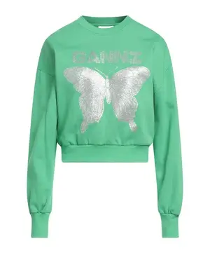 GANNI Fleece Sweatshirt With Glittered Logo And Butterfly Print
