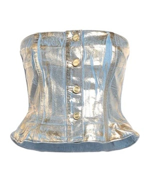 GANNI Off-the-shoulder Sleeveless Metallic Bandeau Top