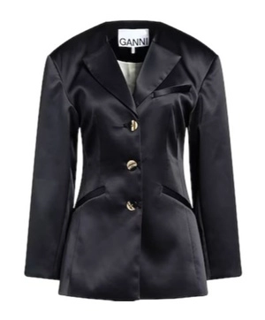 GANNI Satin Single-breasted Suit - Black