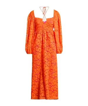 Farm Rio Long Sleeve Floral Lace Maxi Dress