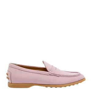 TOD'S Gomma Leggero Nubuck Loafers - Pink