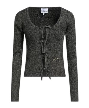 GANNI Metallic Embroidered Logo Cardigan