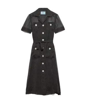 Prada Polka Dot Silk Chiffon Shirt Dress