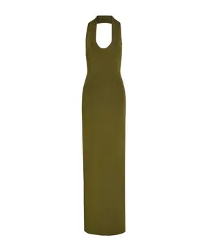 Khaite Knitted Maxi Dress With Halterneck - Brown
