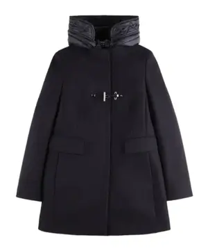 FAY Hooded Wool Coat - Blue