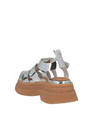 GANNI Metallic Leather Fisherman Sandals