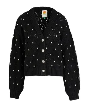 Farm Rio Embellished Long Sleeve Knit Cardigan