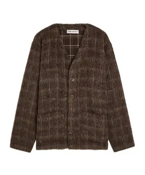 Our Legacy Checked Brushed Wool-blend Cardigan - Black