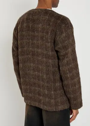 Our Legacy Checked Brushed Wool-blend Cardigan