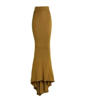 Rick Owens Flared Wool Knit Maxi Skirt