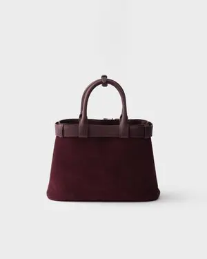 Prada Medium Buckle Leather Tote Bag - Wine Red