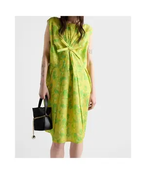Prada Sleeveless Floral Print Cloqué Dress