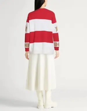 Max Mara Striped Knit Sweater With Embellished Detail
