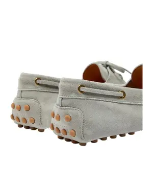 TOD'S Suede Loafers With Studded Sole - Gray