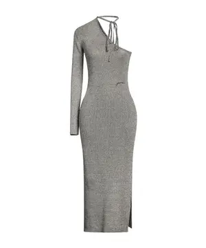 GANNI One-shoulder Metallic Knit Midi Dress - Gray